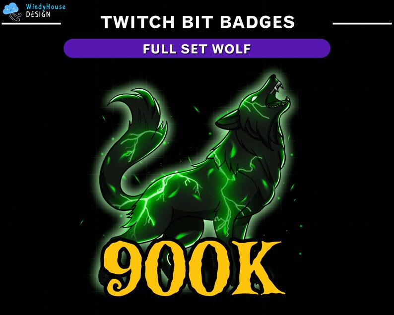 Wolf Twitch Sub Bit Badges/ Wolf Twitch Sub Badges Set/ Elemental Wolf ...