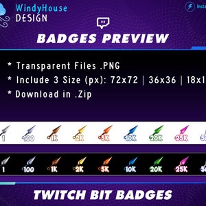 Set of 30 Kunai Twitch Bit Badges, Ninja Weapons Sub Badges for ...