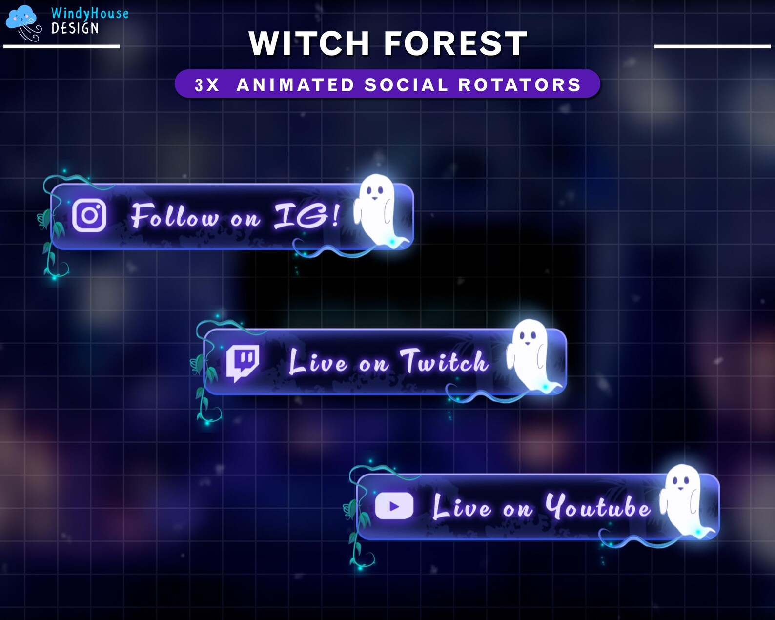 Animated Witch Forest Tiktok Stream Package – Spooky Overlay With ...