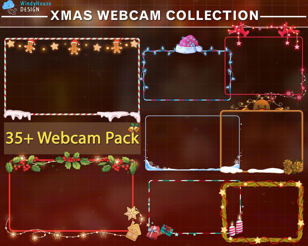 35+ Animated Christmas Webcam Frames Twitch Overlay Pack, Xmas Cute ...