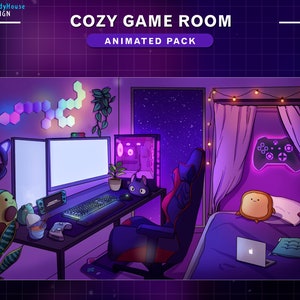 Animated Twitch Overlay Cozy Game Room, Animated Full Stream Package ...
