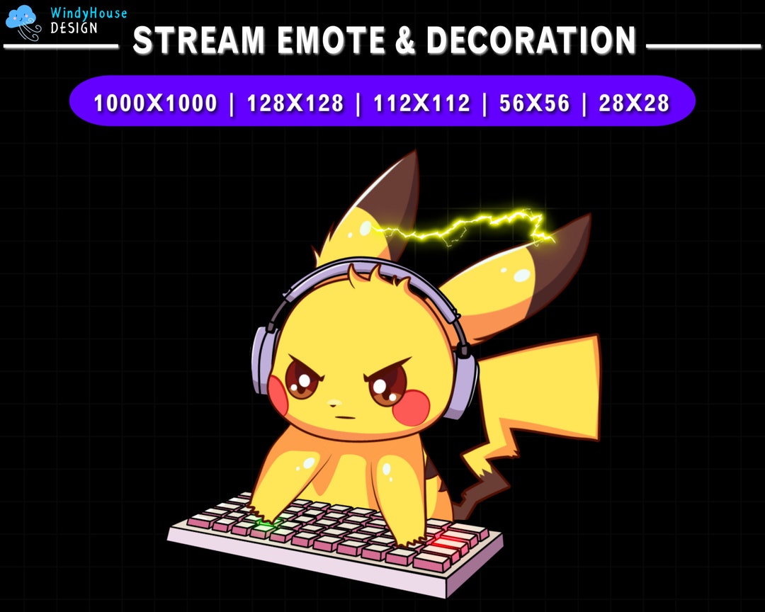 Animated Twitch Emote Pikachu Typing Keyboard, Pikachu Emotes, Cute ...