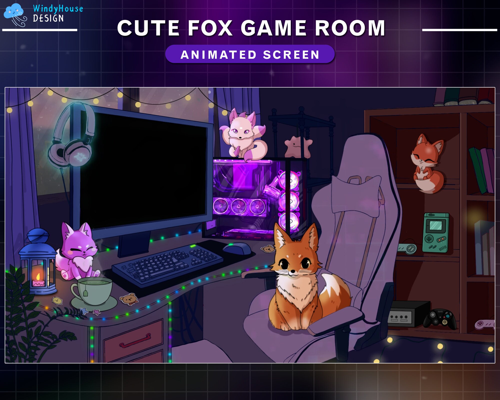 Animated Cute Fox Game Room Twitch Stream Screen lo-fi Room - Etsy