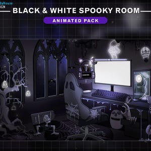 Animated Twitch Full Package Halloween Room Black White Theme, Creepy ...
