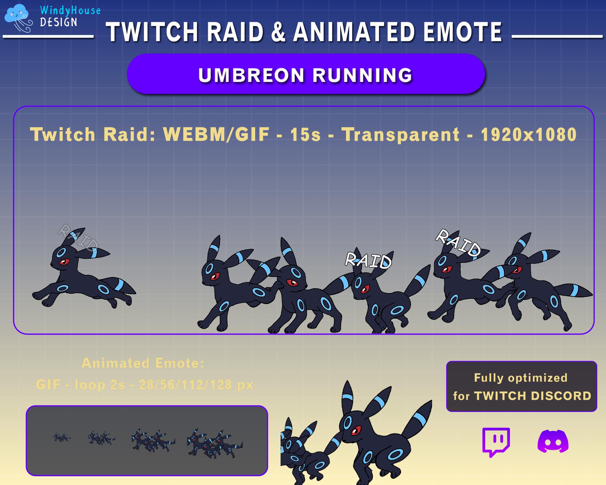 Animated Umbreon Running Twitch Raid Alert, Umbreon Twitch Emote, New ...