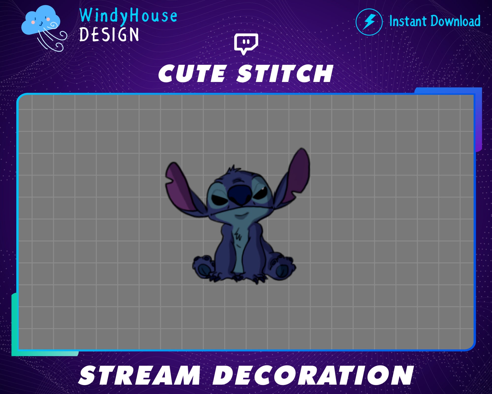 Animated Stitch Stream Decoration, Cute Stitch Twitch Overlay, Animals ...