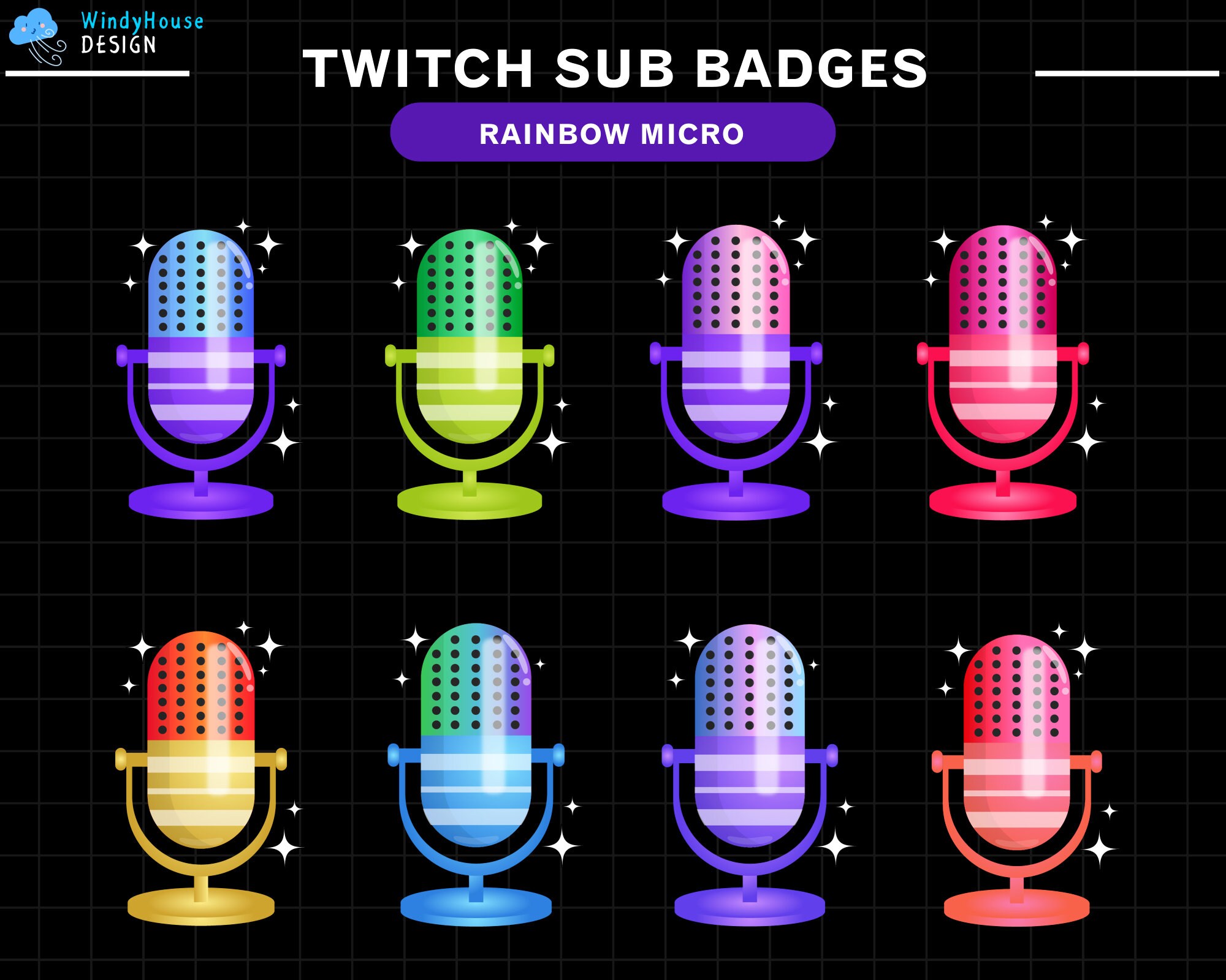 Rainbow Micro Twitch Sub Badges Colorful Sub Badges for - Etsy