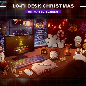 Animated Stream Package Xmas Lo-fi Desk, Christmas Room Twitch Overlay ...