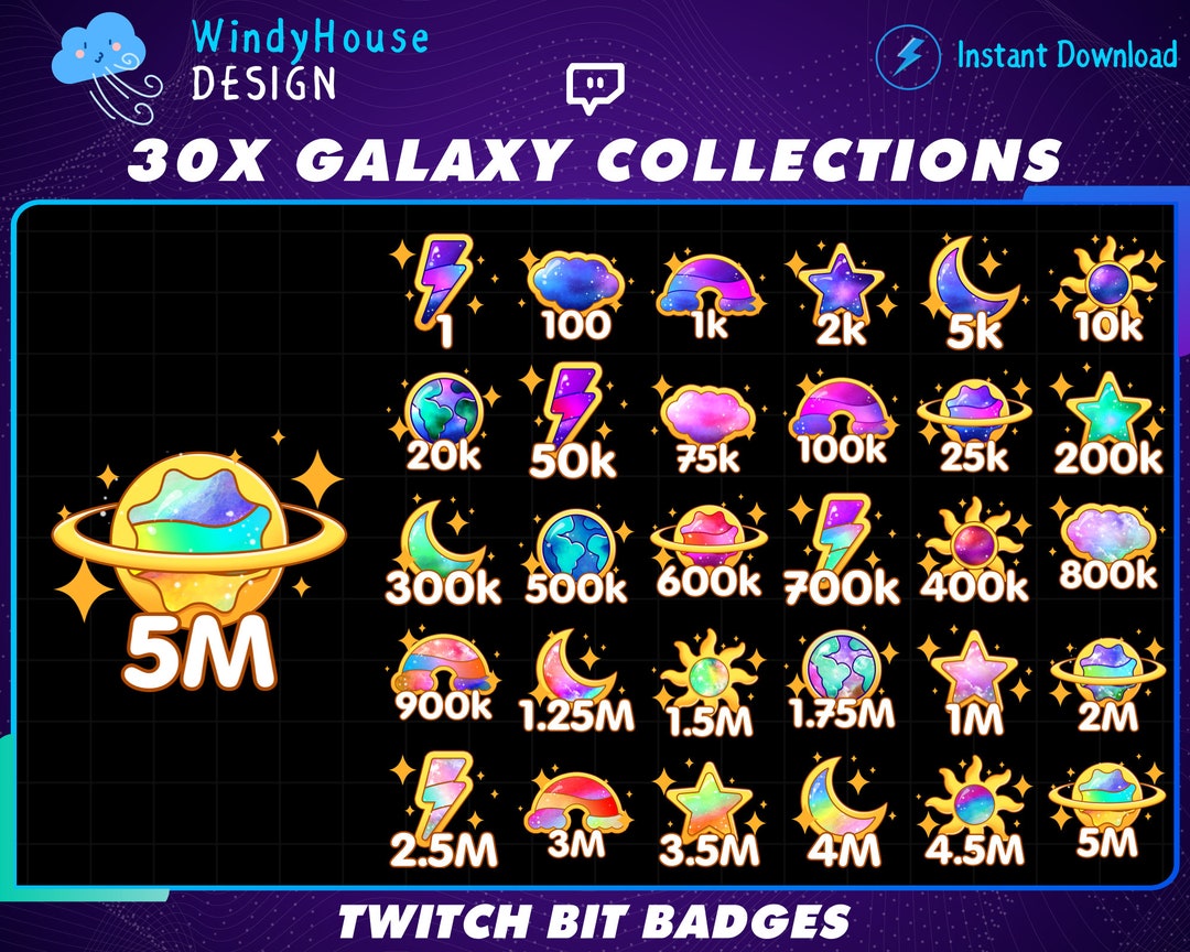 Twitch Galaxy Collection Sub Bit Badges / Cosmic Sparkle Space ...