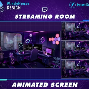 Animated Gaming Room Twitch Stream Screens, Cozy Streaming Room With ...