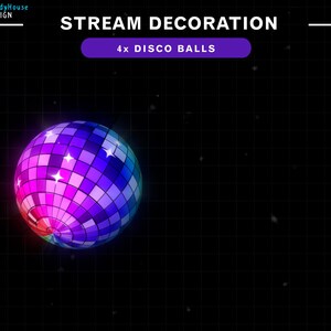 4x Animated Disco Balls Stream Decoration, Colorful Disco Ball Glowing ...