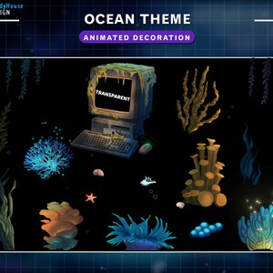 20x Animated Ocean Theme Stream Decoration, Summer Twitch Overlay ...