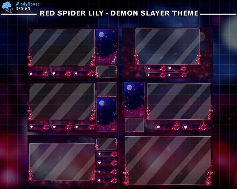 Animated Stream Package Red Spider Lily Field, Demon Slayer Sword ...