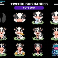 Cow Twitch Sub Badges / Cow Twitch Emotes / Cow Badges for Streamers ...