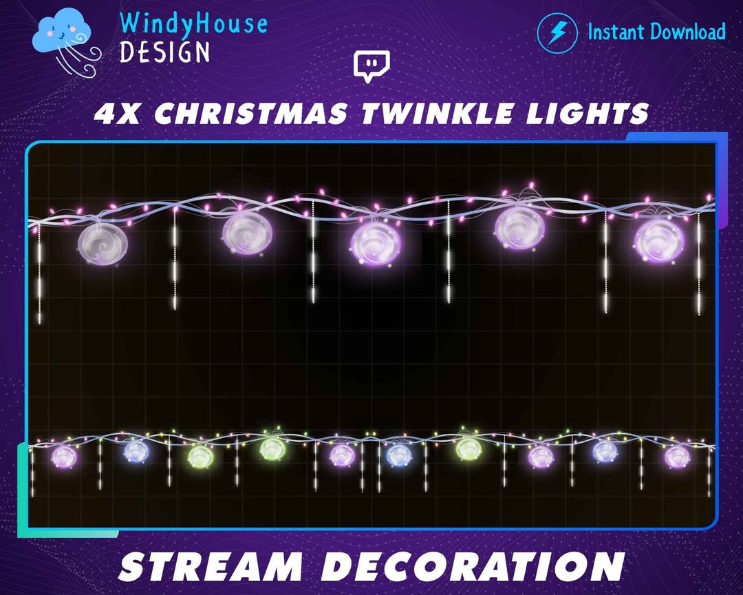 4x Animated Christmas Twinkle Lights Twitch Stream Decoration, Star ...