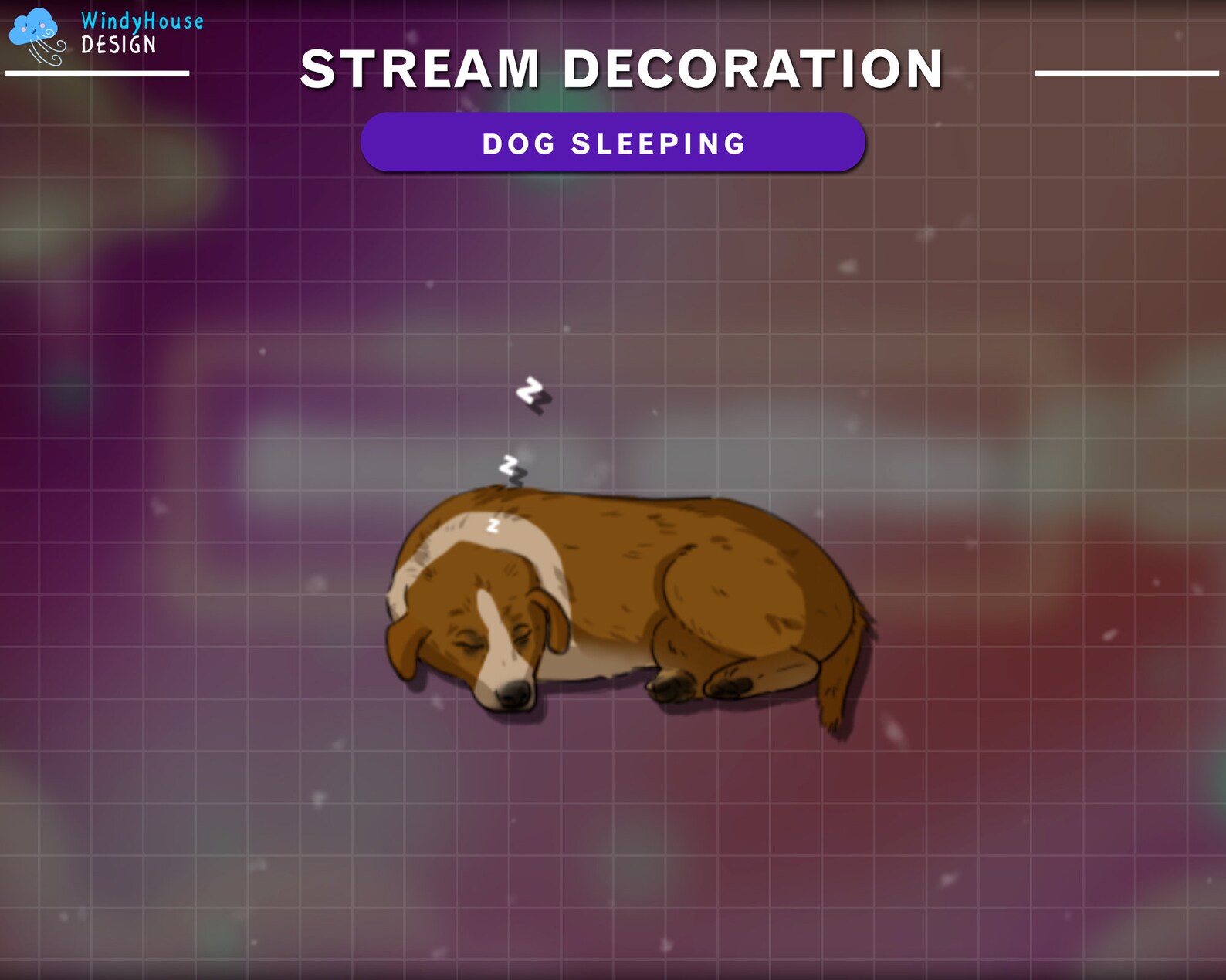 Animated Dog Sleeping Stream Decoration, Cute Dog Twitch, Animal ...