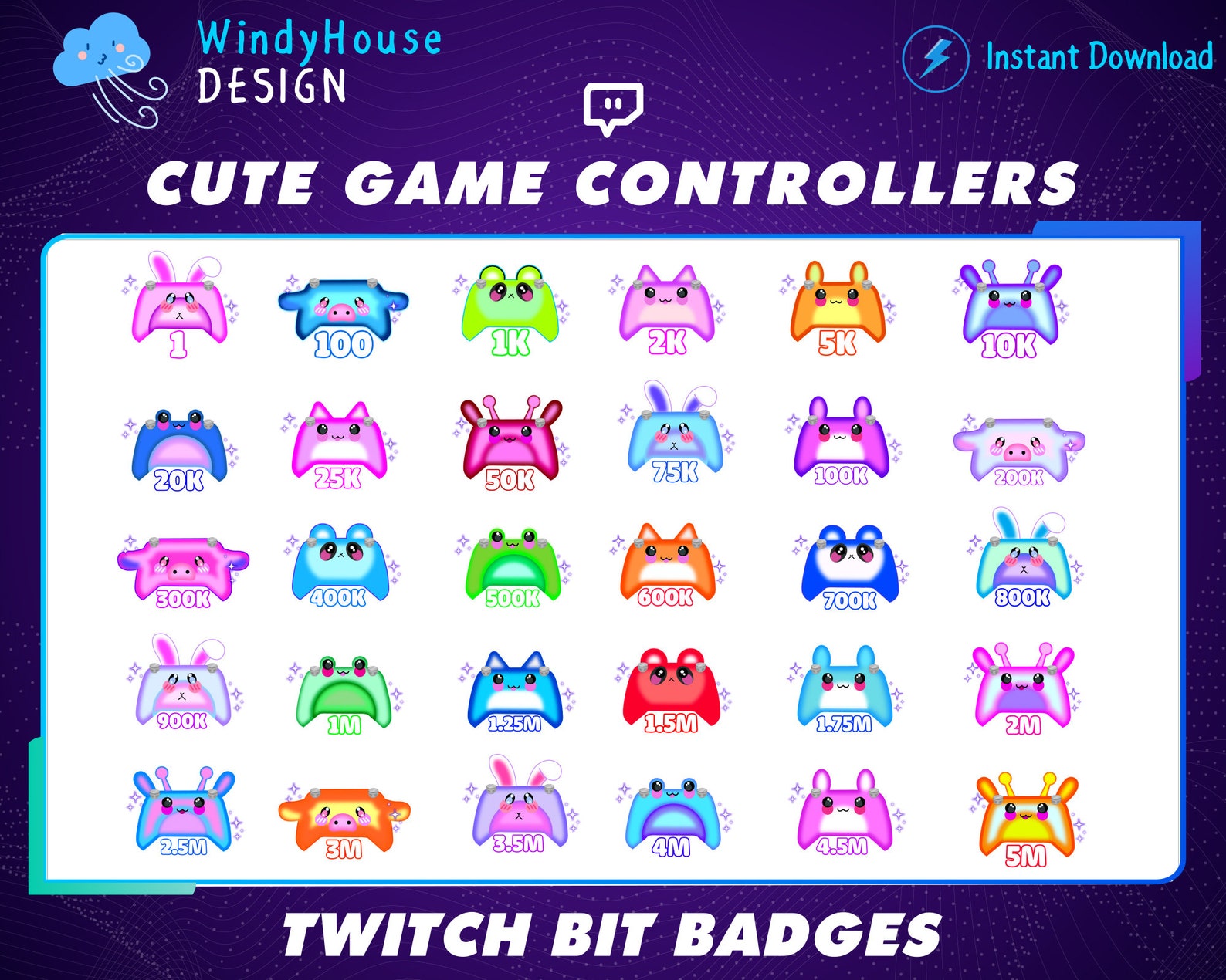 30x Cute Game Controller Twitch Bit Badges / Complete Twitch - Etsy