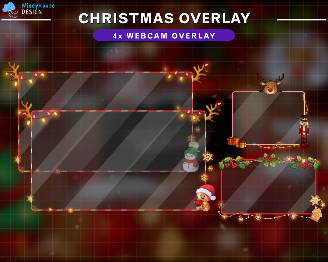 4x Animated Christmas Webcam Overlays, Xmas Cute Facecam With ...
