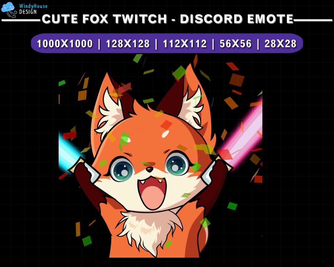 Animated Twitch Emote Fox Cheering, Cute Fox Discord Emote, Fun Stream ...