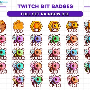 Full Set Twitch Bit Badges Honey Bees, Bee Twitch Badges, Complete ...