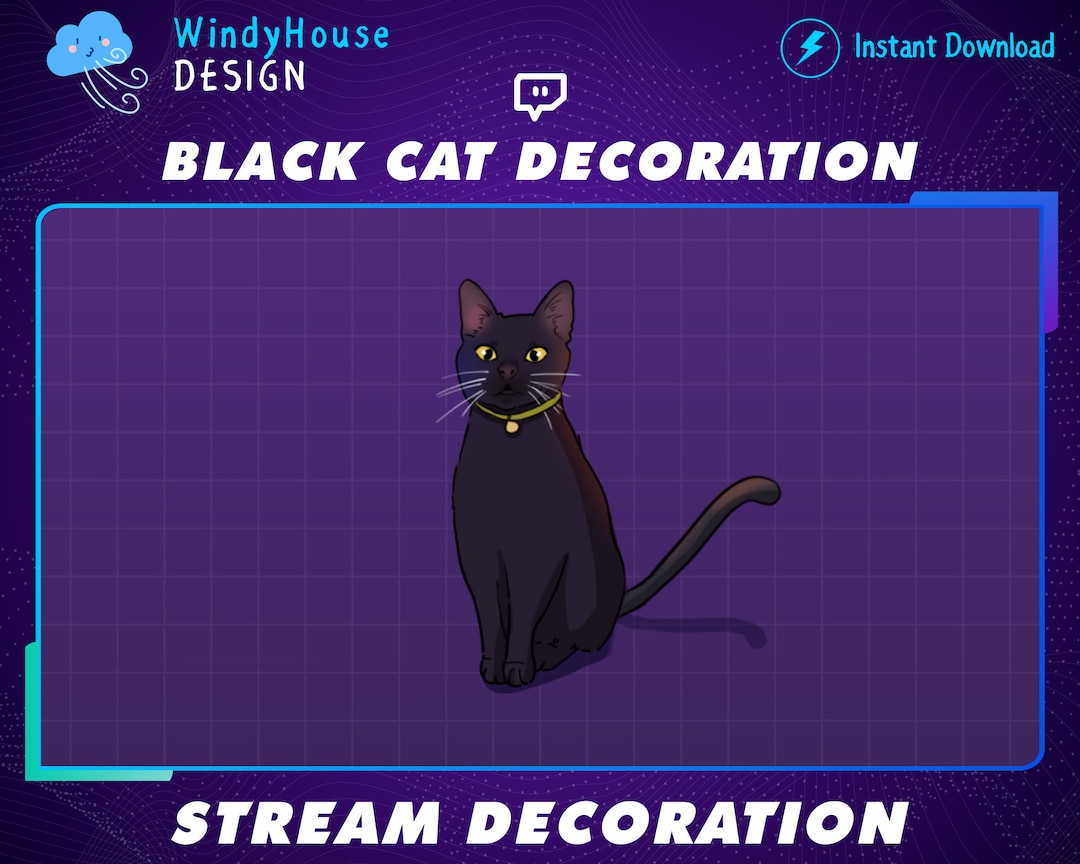 Animated Black Cat Stream Decoration, Kitty Cat Twitch, Tabby Cat ...