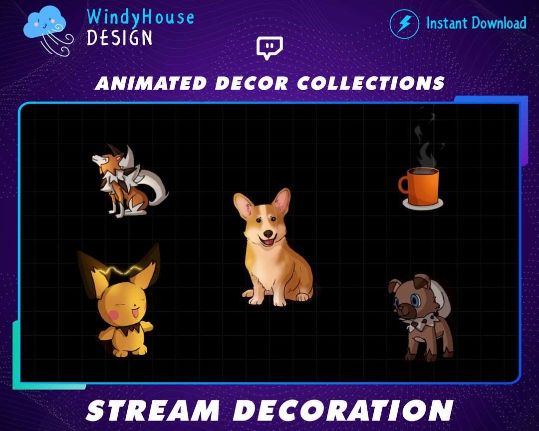 Animated Stream Decorations Collections for Cozy Twitch Overlay, Lofi ...