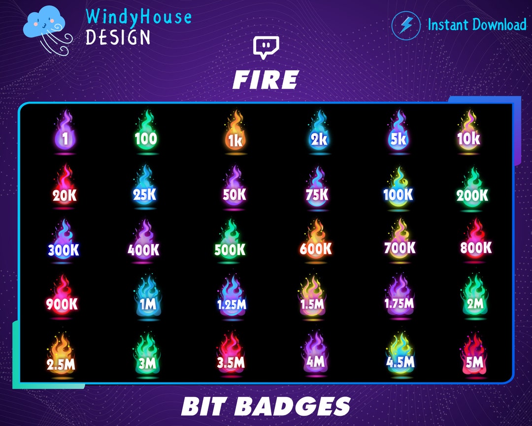 30x Fire Bit Badges/ Twitch Tier Badges / Rainbow Fire / - Etsy UK