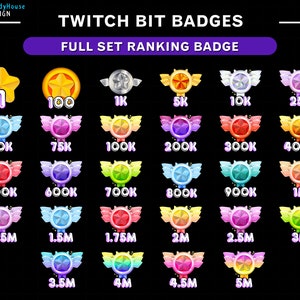 Full Set Rank Twitch Bit Badges, Ranking Twitch Bit Badges Set, Crowns ...