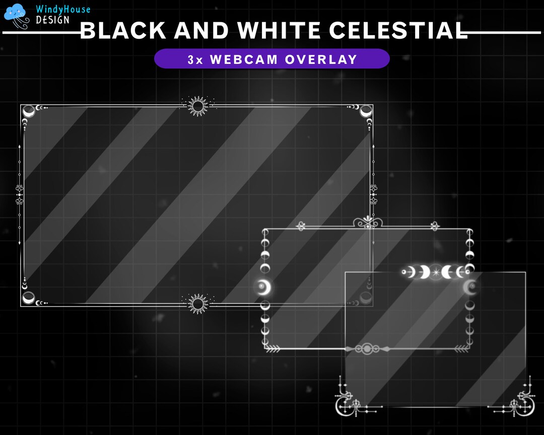 3x Animated Retro Webcam Celestial, Black & White Webcam Border for ...