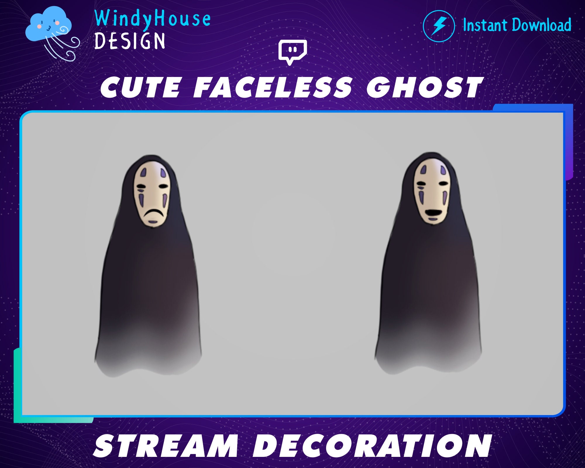 Animated Cute Faceless Ghost Stream Decoration Witchy Ghost - Etsy