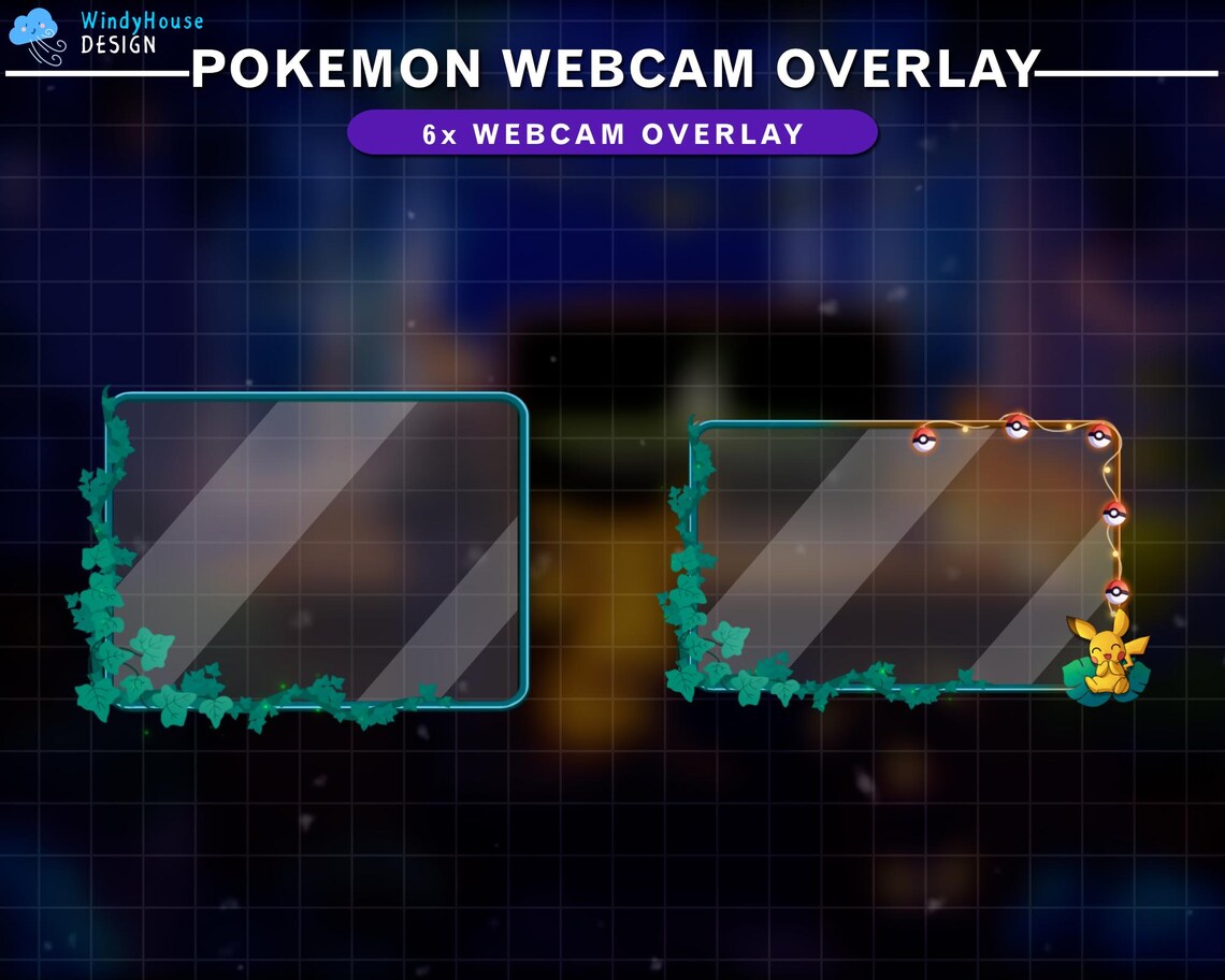 Animated Webcam Overlay With Umbreon, Pikachu, Eevee, and Cozy Plants ...