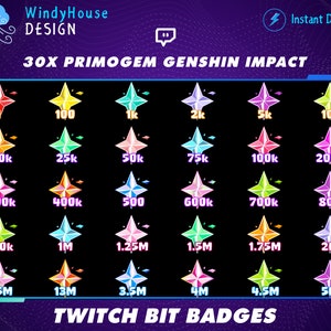 30x Primogem Genshin Impact Twitch Bit Badges, Full Twitch Bit Badges ...