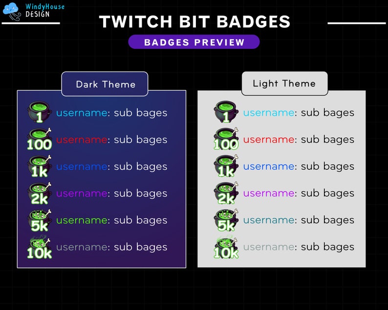 30x Magic Cauldron Twitch Bit Badges, Skull Sub Badges for Streamers ...