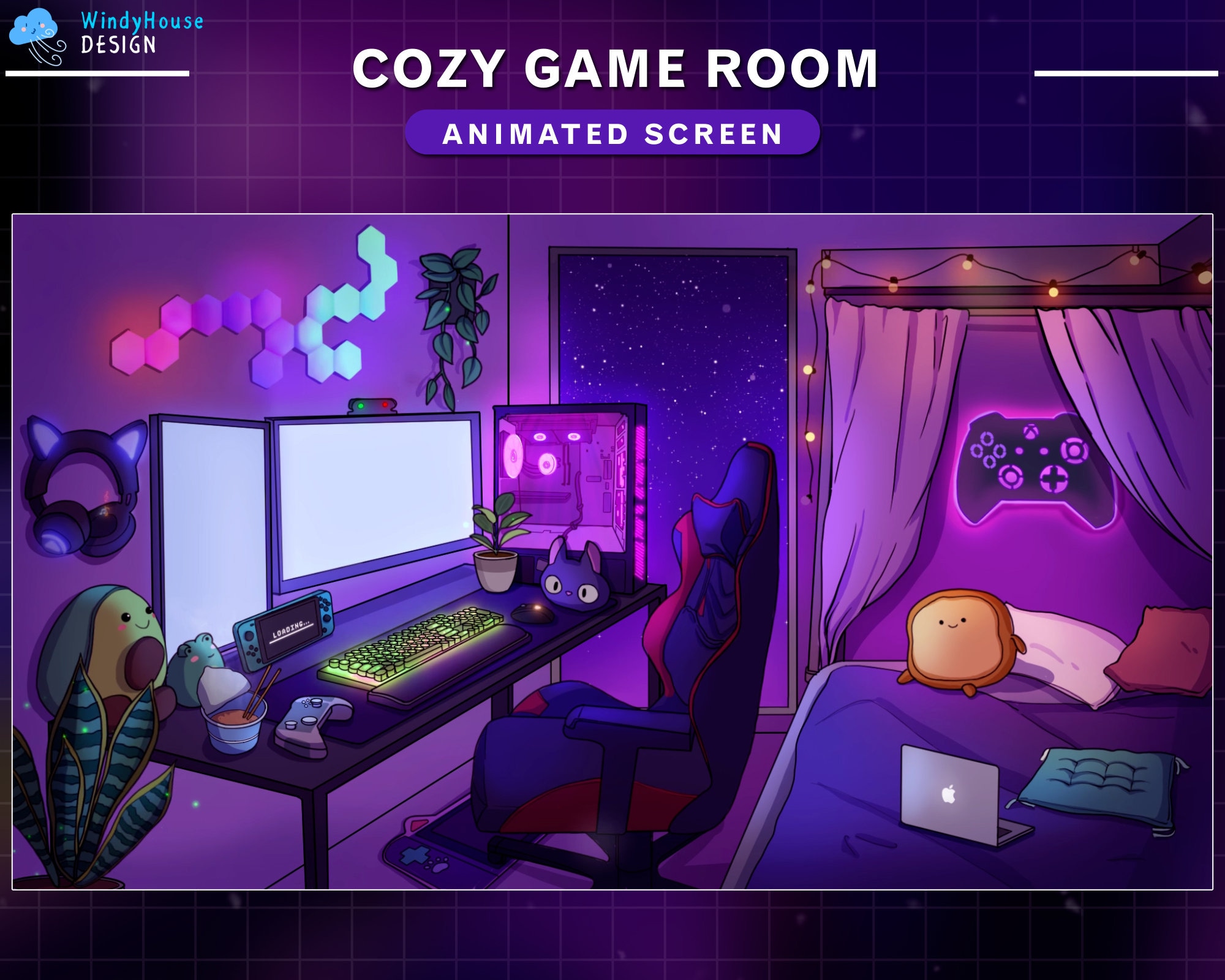 Animated Twitch Screens Cozy Game Room, Animated Stream Screens Cozy ...