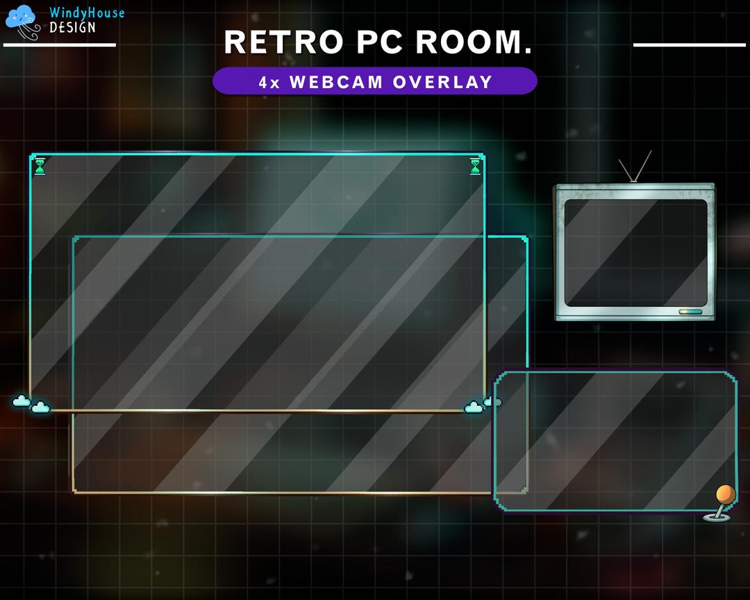 4x Animated Retro Webcam Overlay, Webcam Border With Vintage Computer ...