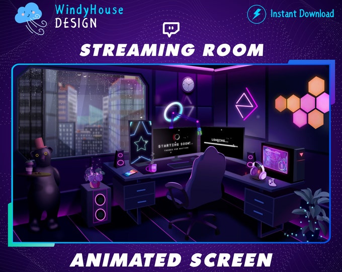 Animated Lofi Twitch Overlay: 80s Desk Stream Screens (digital Download ...