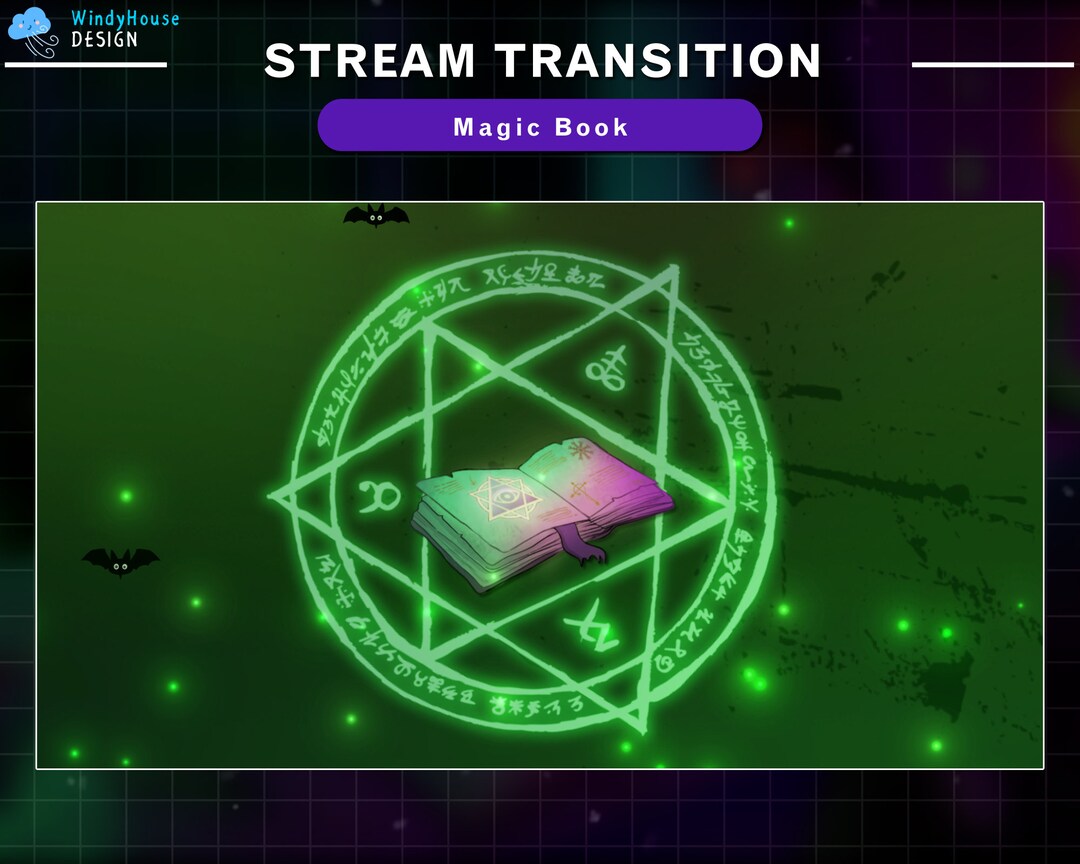 Animated Stream Transition Magic Book, Witchy Twitch OBS Scenes Stinger ...