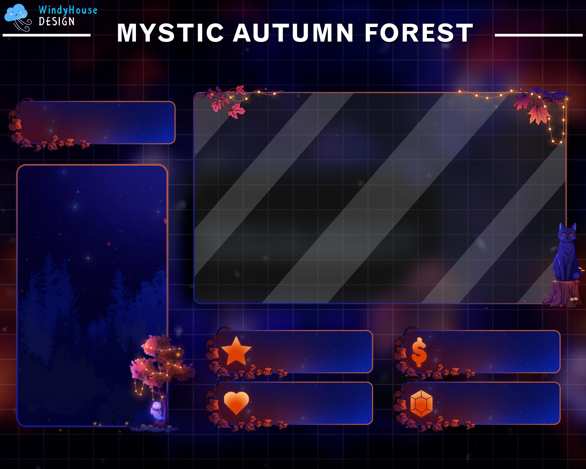 Autumn Mystic Forest Animated Stream Package, Ghost Twitch Overlay With ...