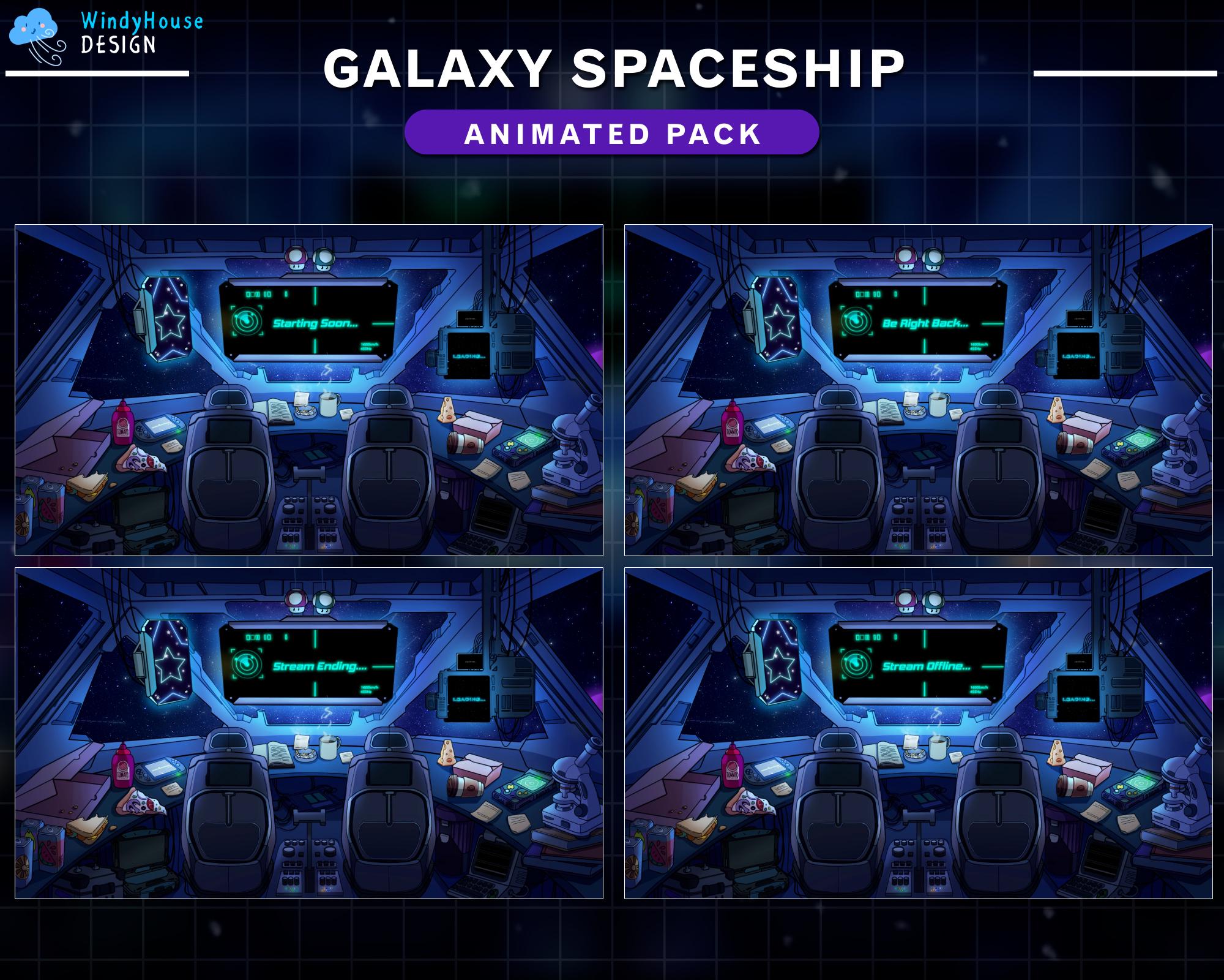 Animated Stream Package Lo-fi Spaceship, Animated Twitch Overlay Galaxy ...