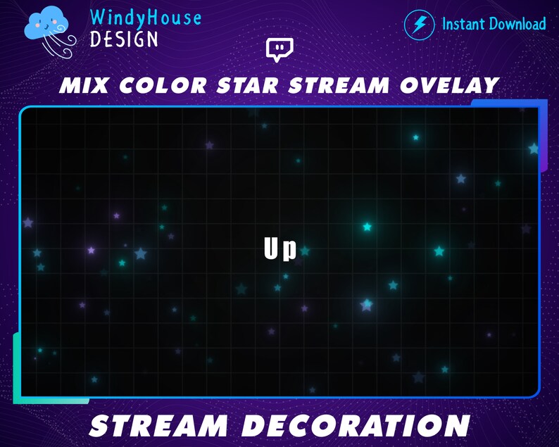 3x Animated Stream Decoration Star Floating Overlay, Star Falling Down ...