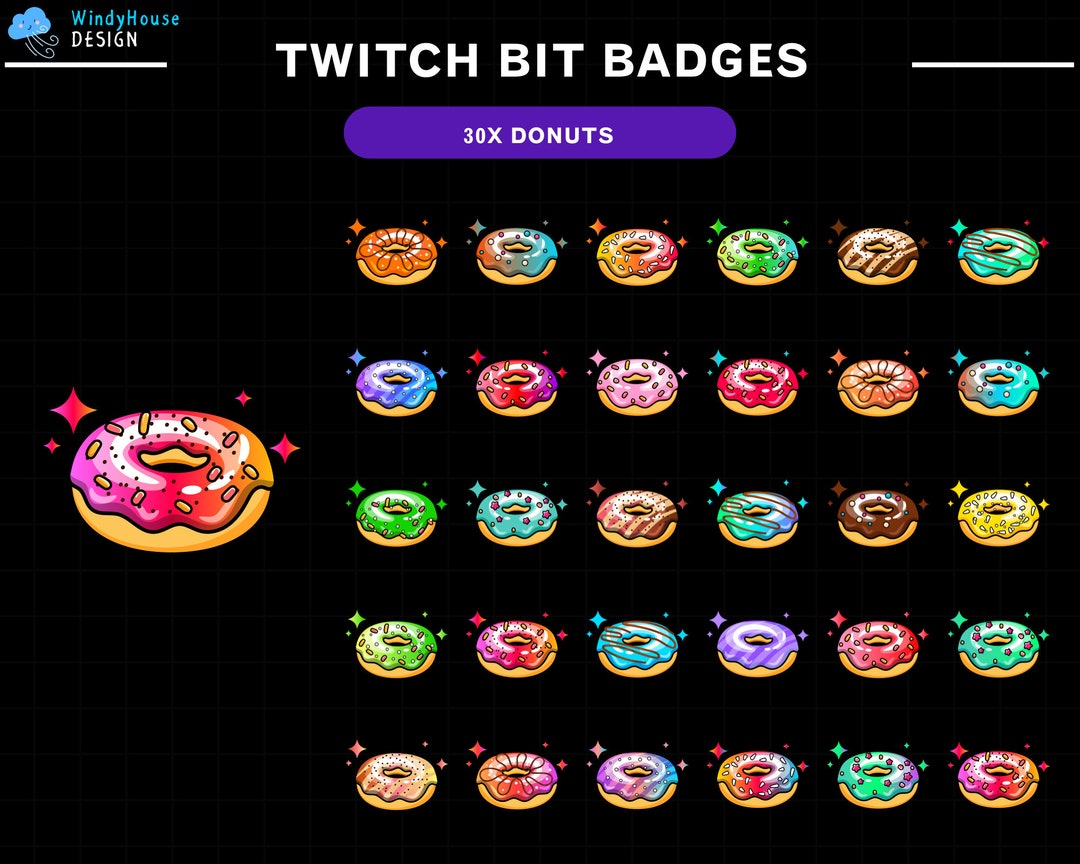 Full Set Donut Twitch Bit Badges, Donut Twitch Sub Badges - Etsy