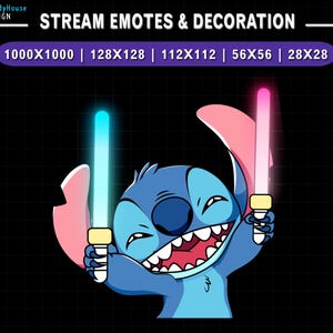 Animated Stitch Cheering Twitch Emote, Cute Stitch Stream Emote ...