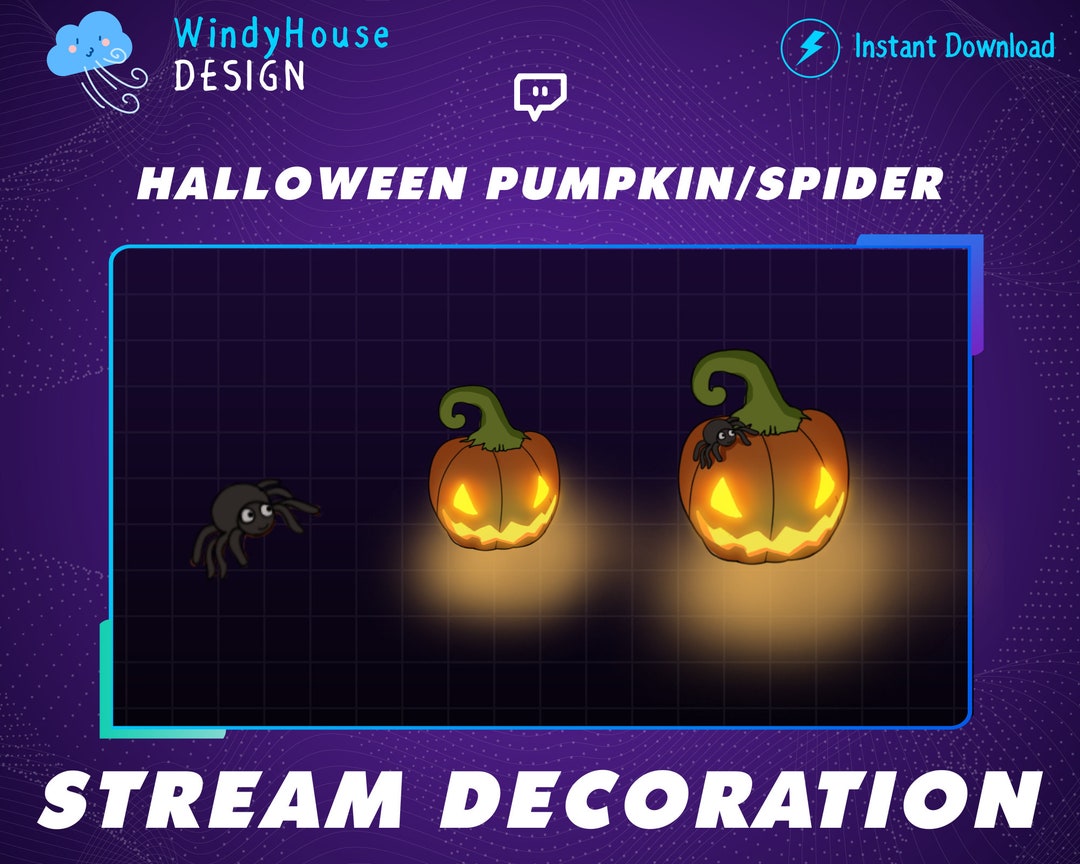 Animated Halloween Pumpkin Stream Decoration, Cute Spider, Ghost ...