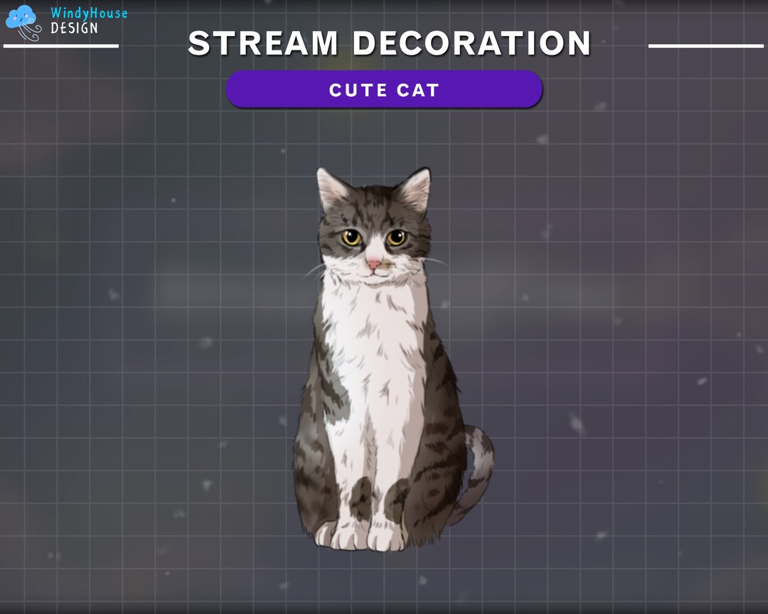 Animated Cute Cat Stream Decoration, Cat Twitch Overlay... - Etsy
