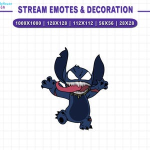 Animated Stitch Venom Twitch Emote, Zombie Stitch Stream Emote, Discord ...