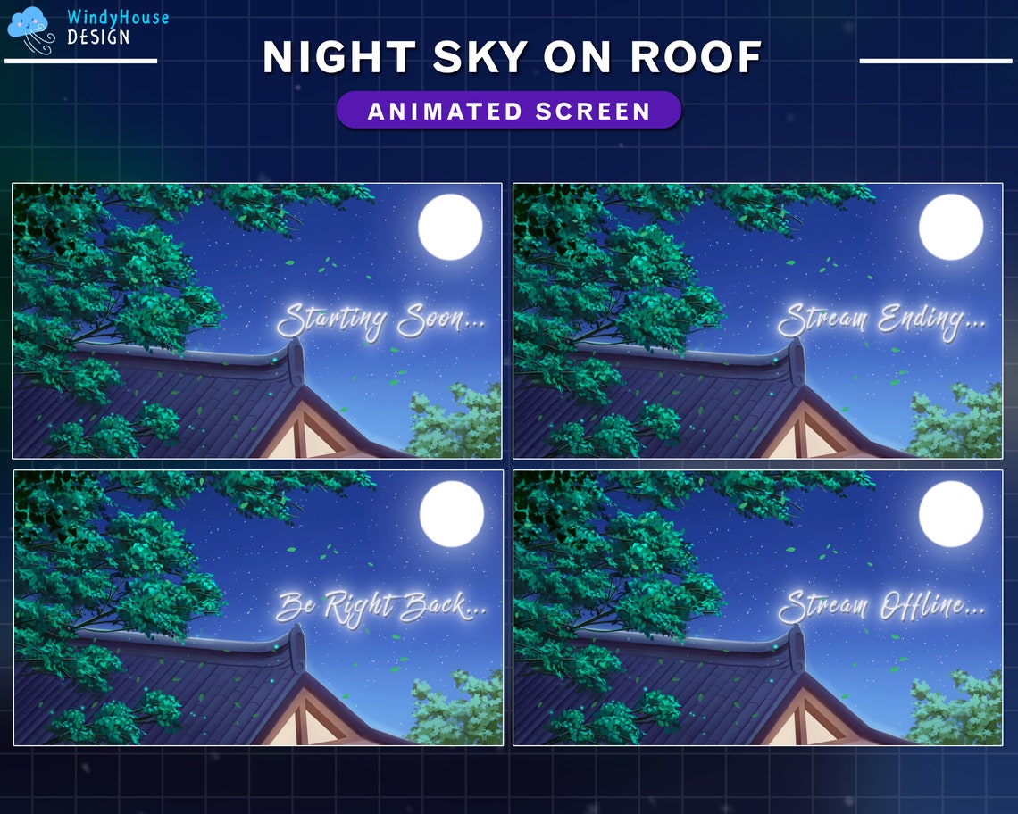 Animated Stream Screens Night Sky on Roof, Animated Twitch Screens ...