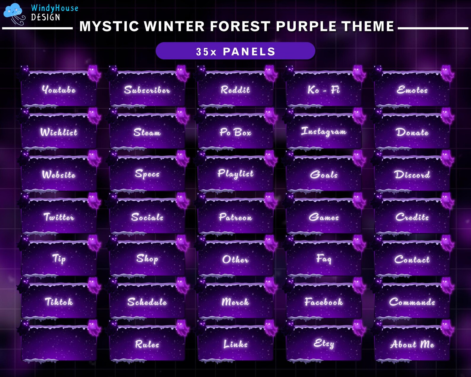 Animated Mystic Winter Forest Stream Package, Purple Witch Desk Twitch ...