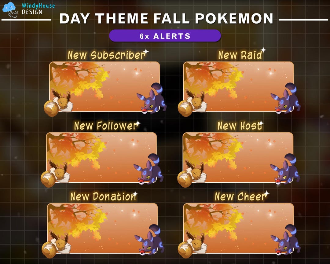 Animated Stream Alerts Autumn Eevee and Umbreon, Fall Twitch Alerts - Etsy