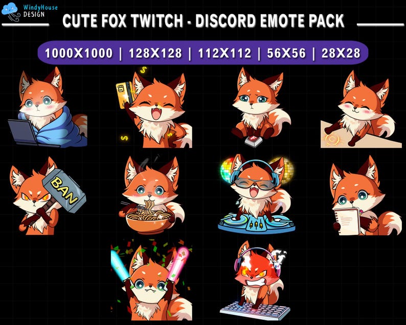 Animated Cute Fox Emote Pack for Twitch & Discord, Autumn Fall Stream ...