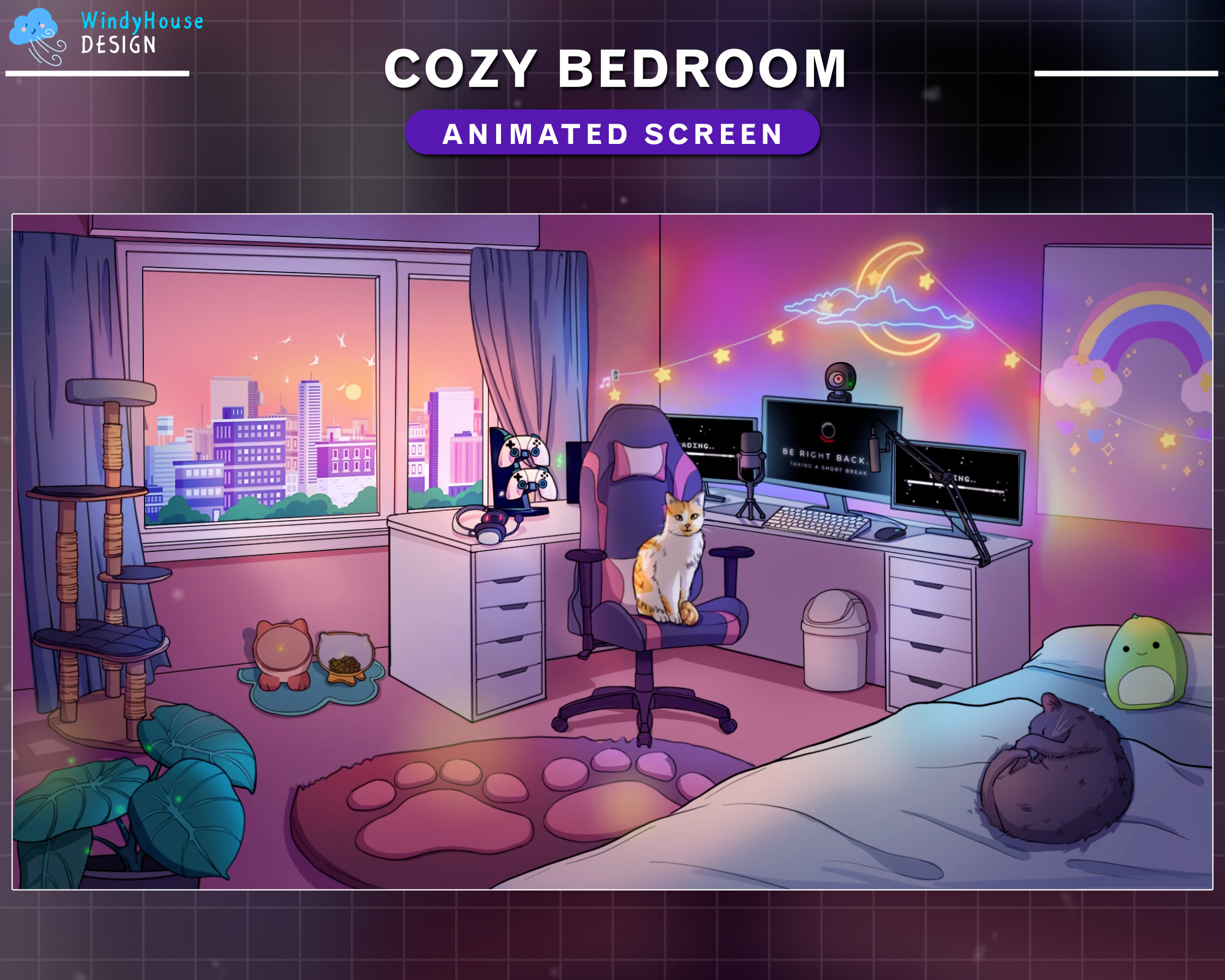 4x Animated Stream Screen for Twitch Cozy Bedroom Twitch - Etsy